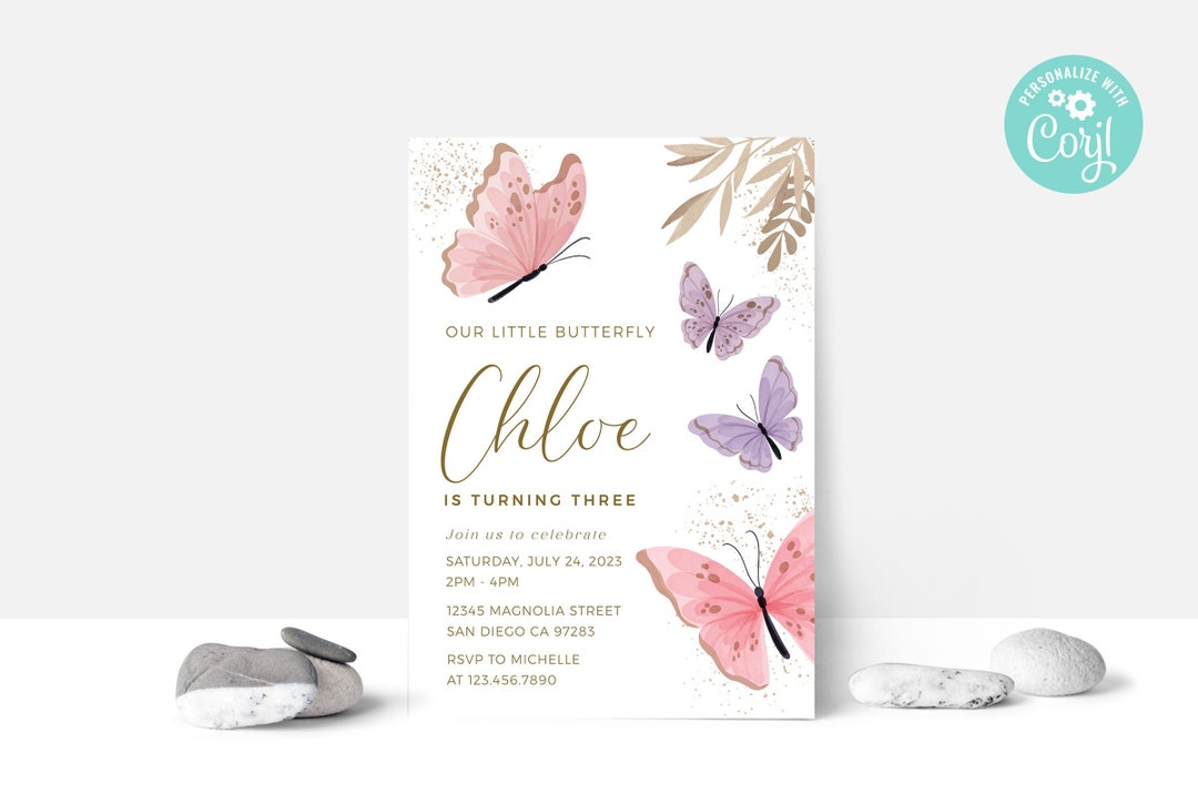 EDITABLE Butterfly Birthday Party Invitation • Our Little Butterfly ...