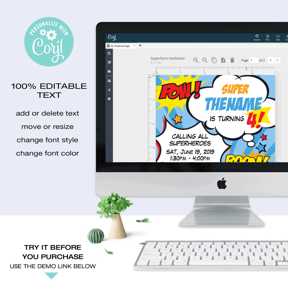 EDITABLE Superhero Birthday Invitation / Printable Invite / - Etsy