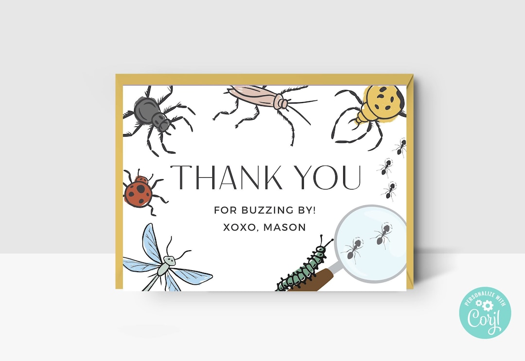 EDITABLE Insect Bug Thank You Card • Bugs • Bug Thank You Card | Modern ...