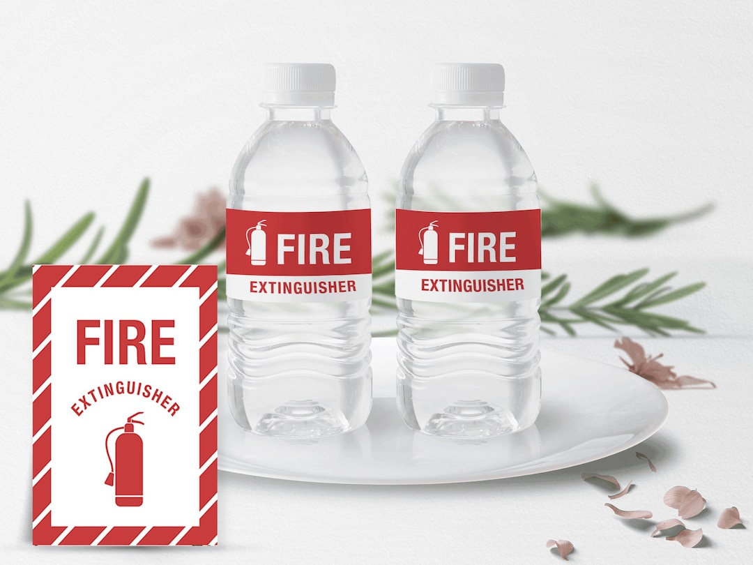 Fire Extinguisher Water Bottle Label • Fire Truck Water Bottle Label ...