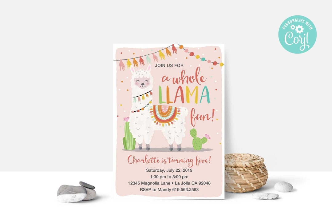 EDITABLE Llama Birthday Invitation | Llama Invite | Llama Birthday ...