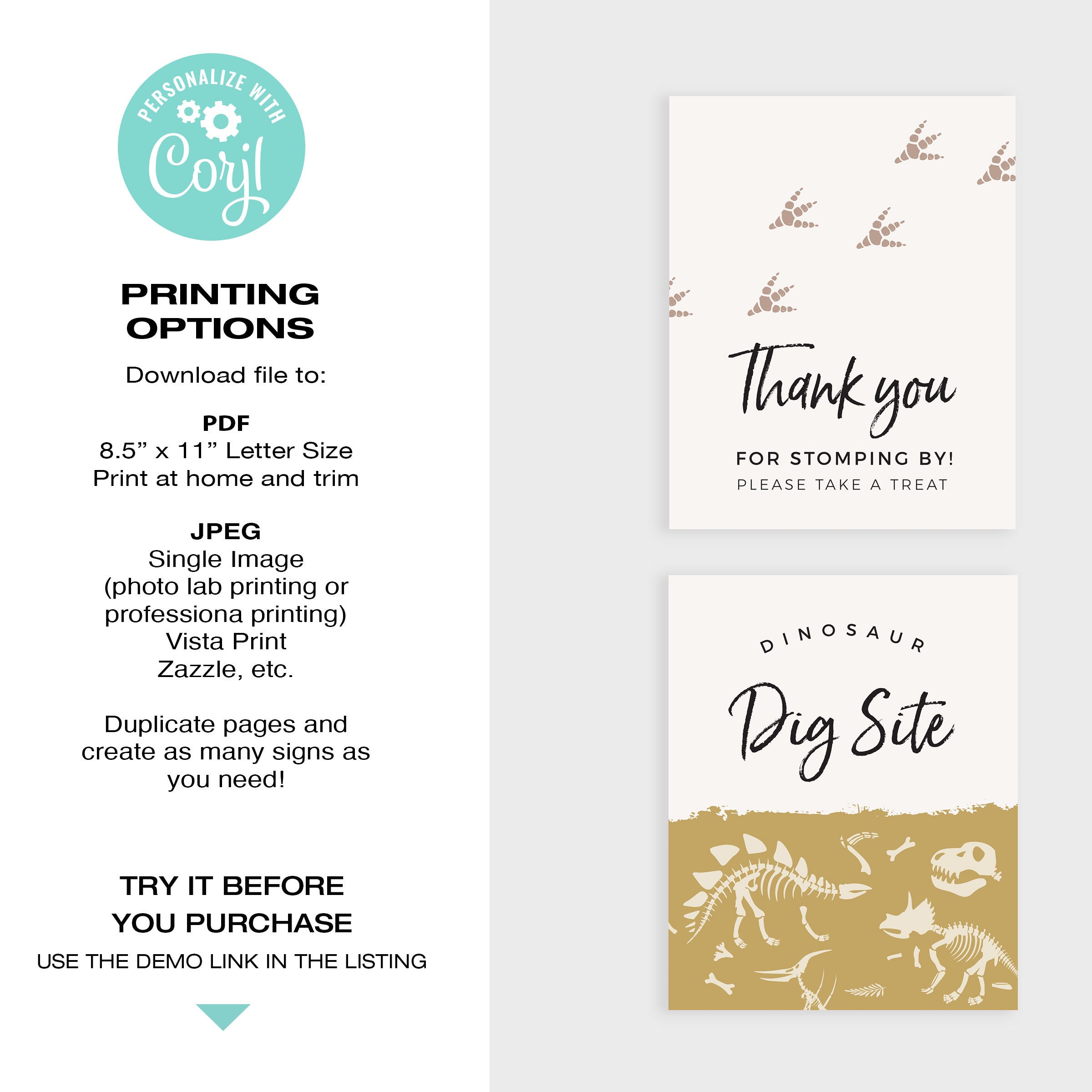 EDITABLE Dinosaur Party Sign Template • Dino Birthday Party Signs ...