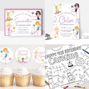 EDITABLE Gymnastics Birthday Coloring Page • Activity Sheet • Coloring ...