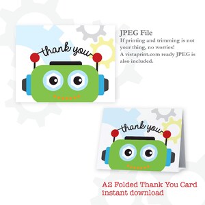 Robot Thank You Card | Robot Thank You Note | A2 Folded Card 4.25 X 5.5 ...