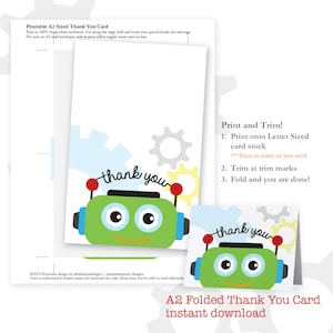 Robot Thank You Card | Robot Thank You Note | A2 Folded Card 4.25 X 5.5 ...