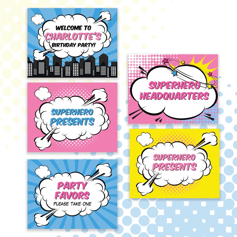 EDITABLE Superhero Girl Party Signs • 8.5" X 11" | Superhero Welcome ...