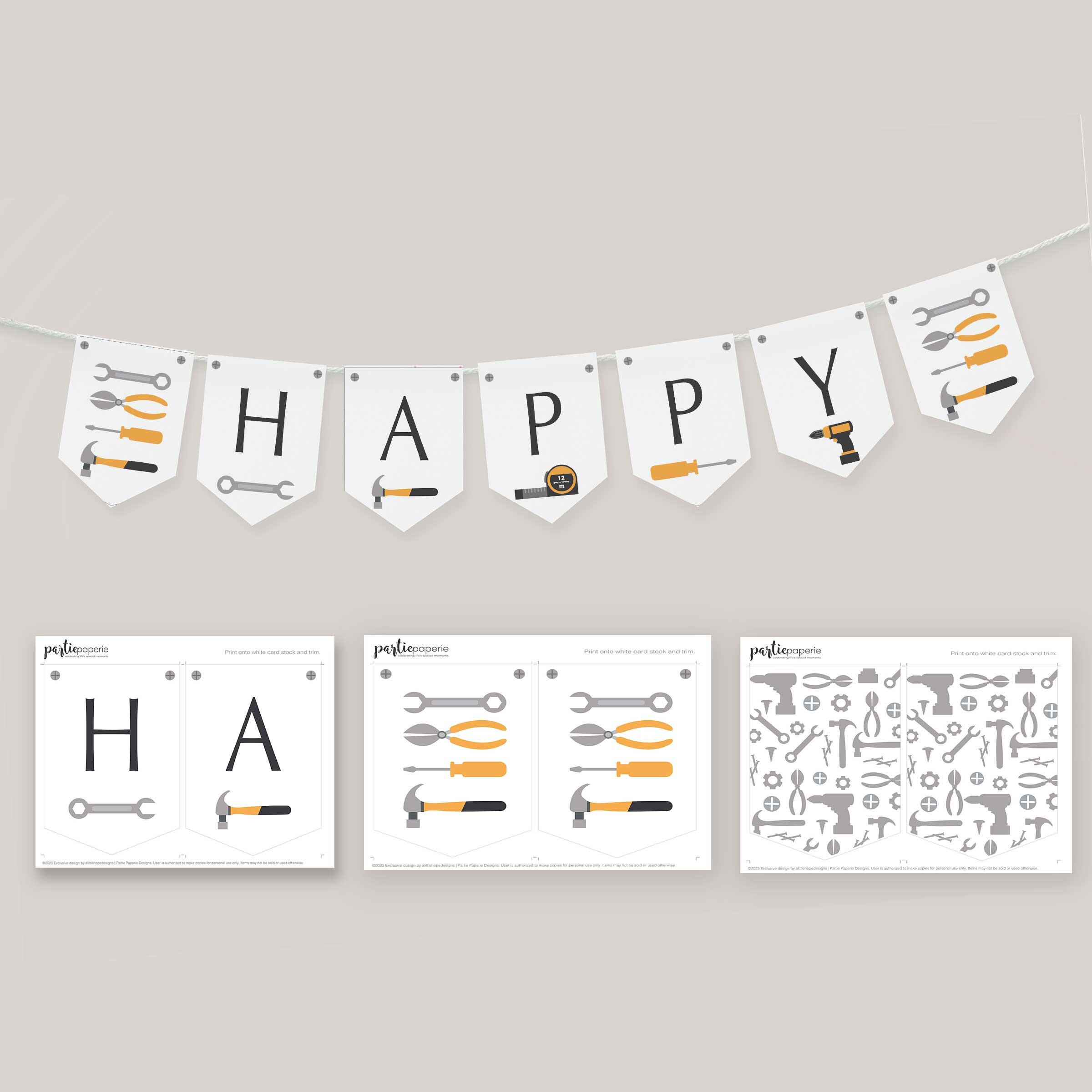 EDITABLE Builder Party Pennant Set, Banner Set, Garland Handyman ...
