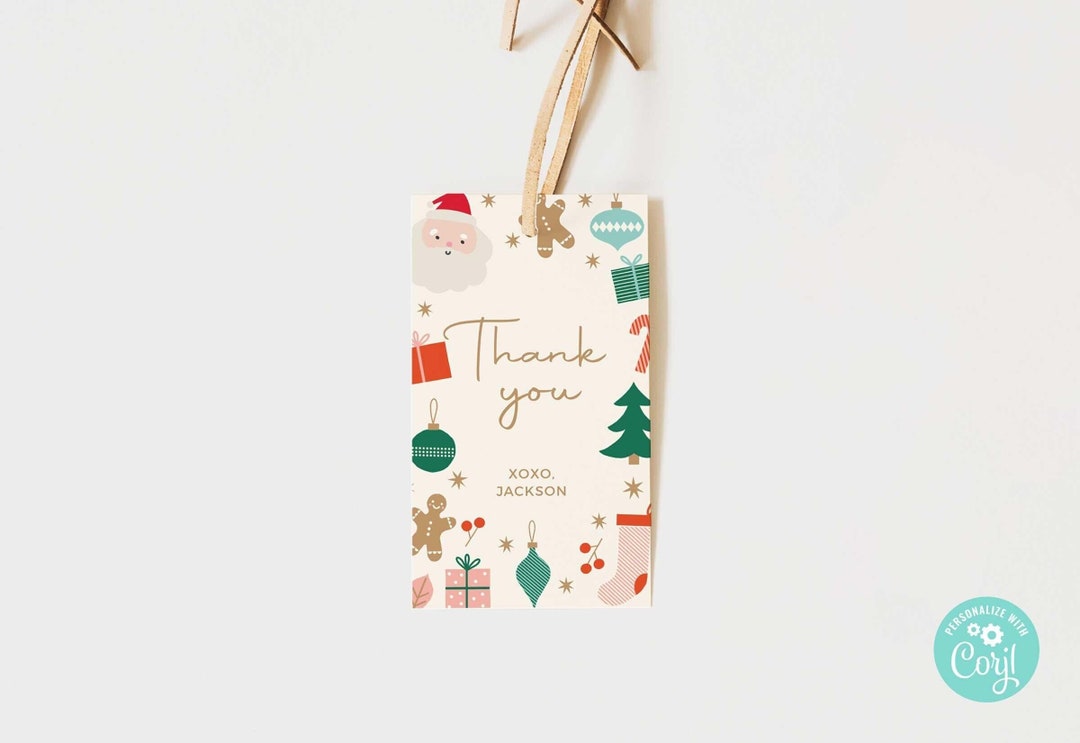 EDITABLE Christmas Birthday Gift Tag, Christmas Favor Tag, Christmas ...