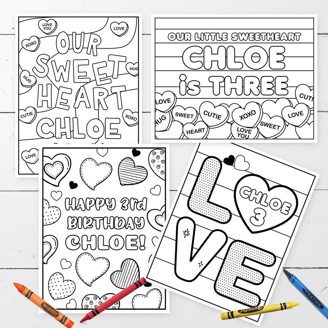 EDITABLE Sweetheart Valentine's Birthday Coloring Pages (4 Editable ...