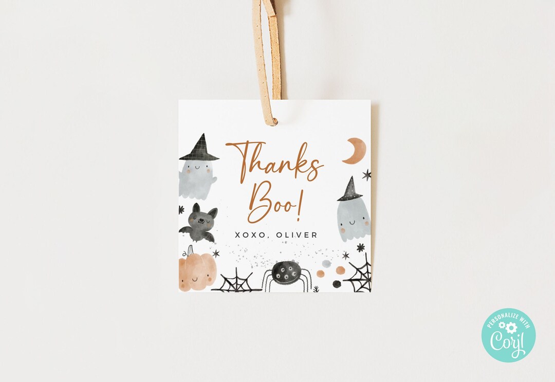 Ghost Thank You Tag, Halloween Thank You Tag, Spooky One, Two Spooky ...