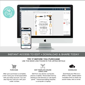 EDITABLE Builder Birthday Invitation, Handyman, Construction Invite ...