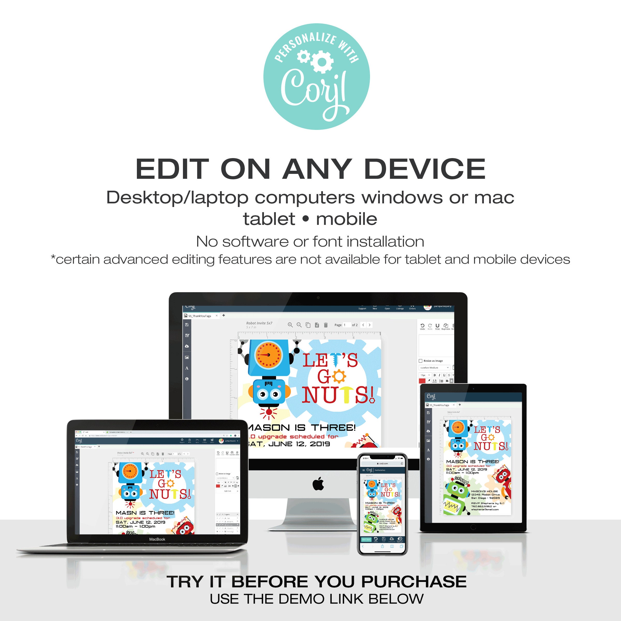 EDITABLE Robot Invitation Robots Robot Invite Robot - Etsy