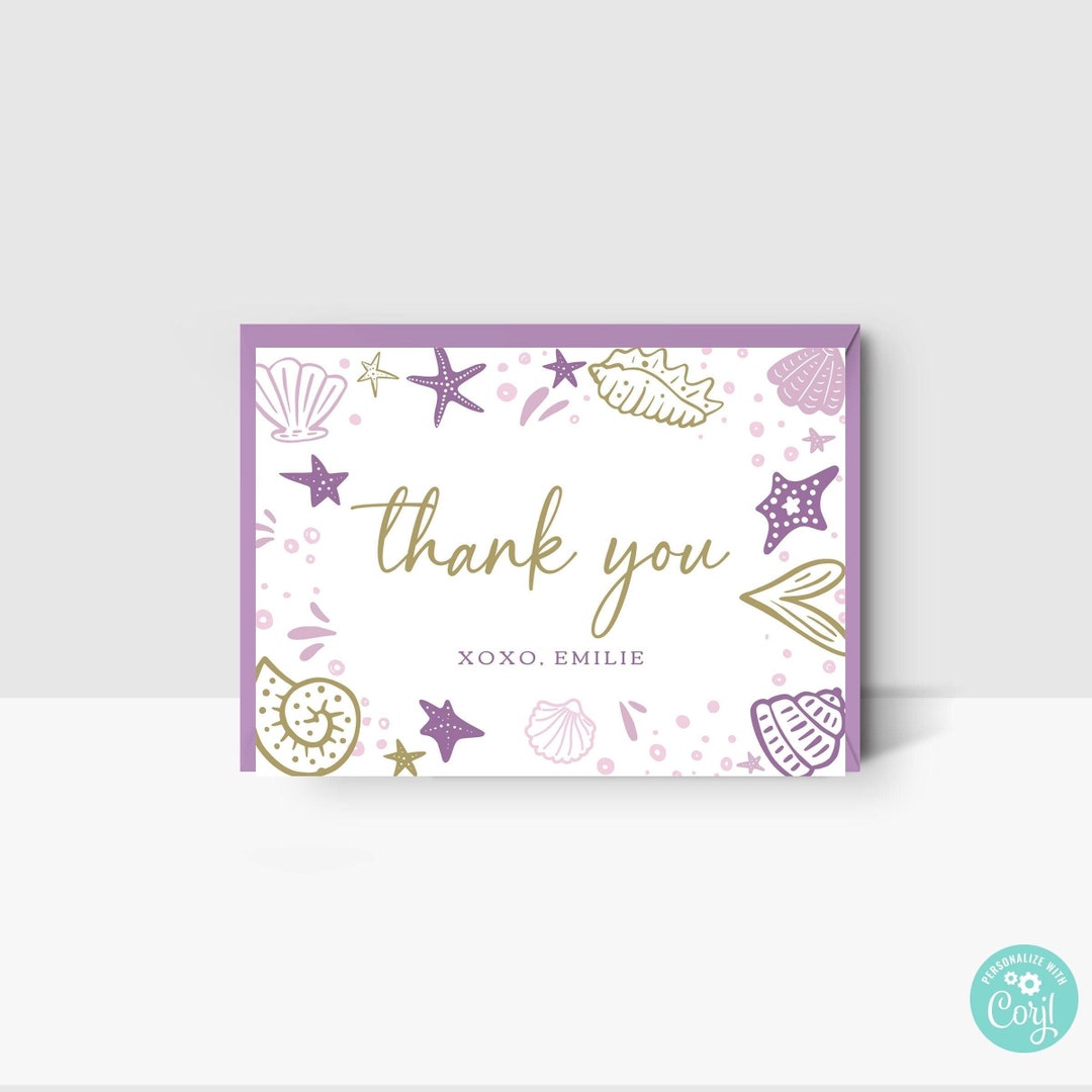 EDITABLE Sea Shell Thank You Card / Folded and Flat • Shellabration ...