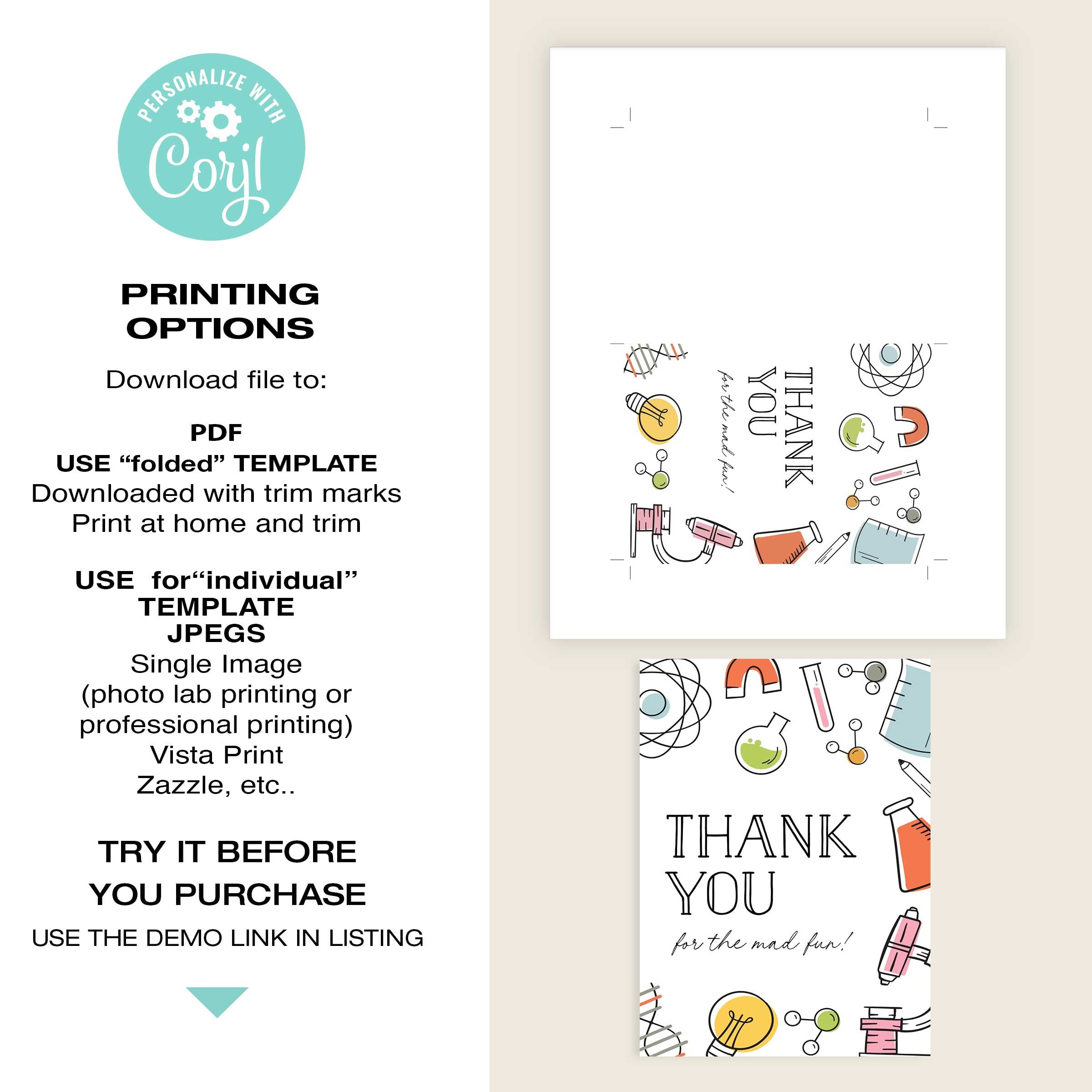 EDITABLE Science Thank You Card • Gift Card • Thank You Tag • Mad ...