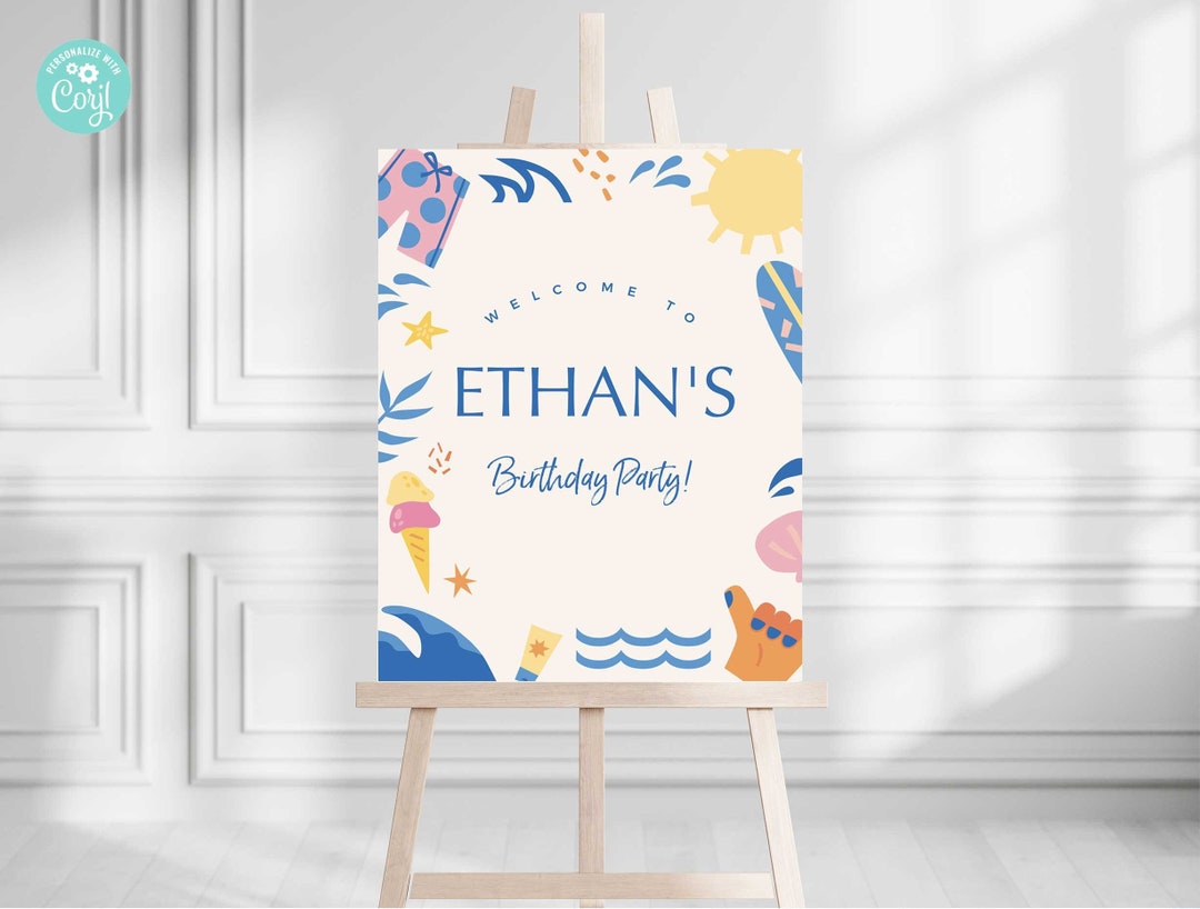EDITABLE Beach Party Welcome Poster • Welcome Sign | 16x20, 18x24 ...