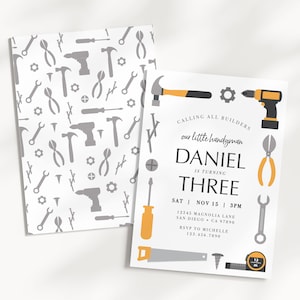 EDITABLE Builder Birthday Invitation, Handyman, Construction Invite ...