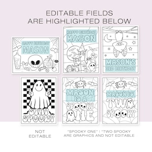 Halloween Birthday Party Coloring Pages • BOY Spooky One, Two Spooky ...