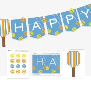 EDITABLE Pickleball Party Pennant Set, Banner Set, Garland, Paddleball ...