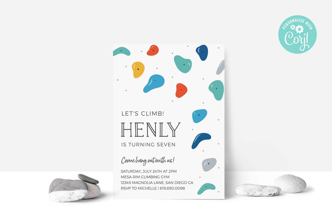 EDITABLE Rock Climbing Birthday Party Invitation, Climbing Invite ...