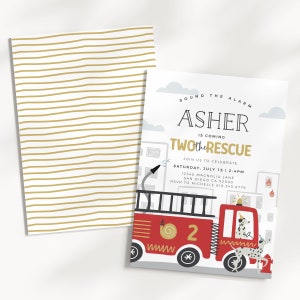 EDITABLE Fire Truck 2nd Birthday Party Invitation • Two the Rescue ...