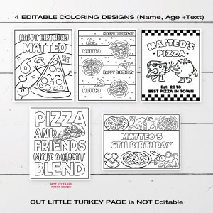 EDITABLE Pizza Party Coloring Pages • 5 Coloring Pages (4 Editable ...