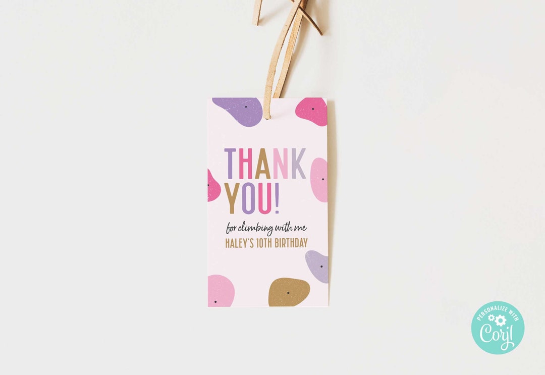 EDITABLE Girl Rock Climbing Thank You Tag • gift Tag, Climbing Favor ...