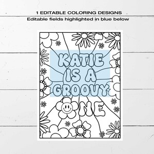 EDITABLE One Groovy Girl Coloring Page • 1 Designs 8.5 X 11 | Groovy ...