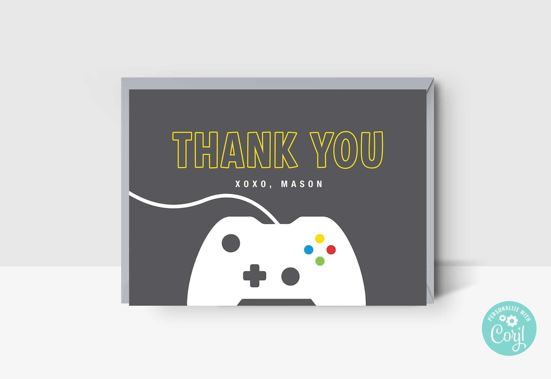 EDITABLE Video Game Thank You Card • Thank You Note, Gaming, Game Truck ...