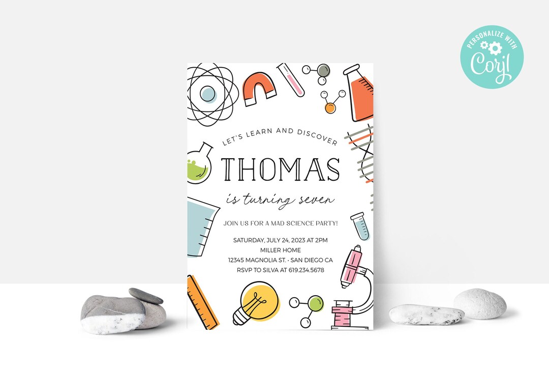 EDITABLE Science Birthday Party Invitation, Mad Science Party, Science ...