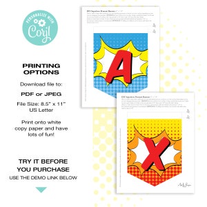 EDITABLE Superhero Pennant | Superhero Banner | Party Decoration ...