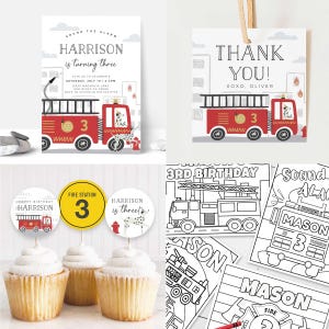 EDITABLE Fire Truck Party Water Bottle Labels • Food Label • Fireman ...