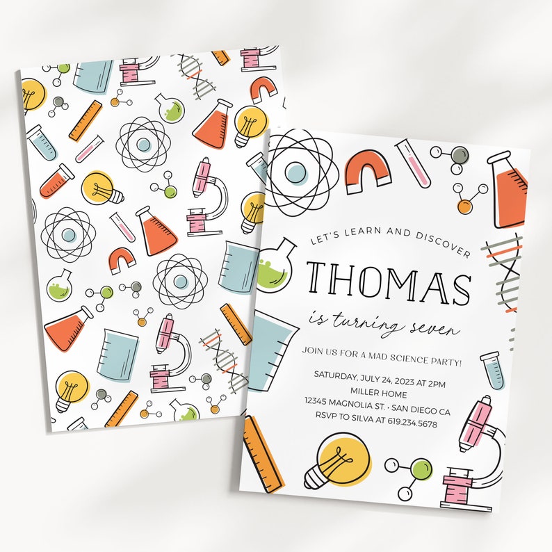 EDITABLE Science Birthday Party Invitation, Mad Science Party, Science ...