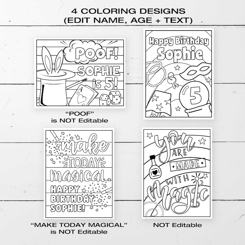 EDITABLE Magic Party Coloring Pages • Magic Show Coloring Sheets ...