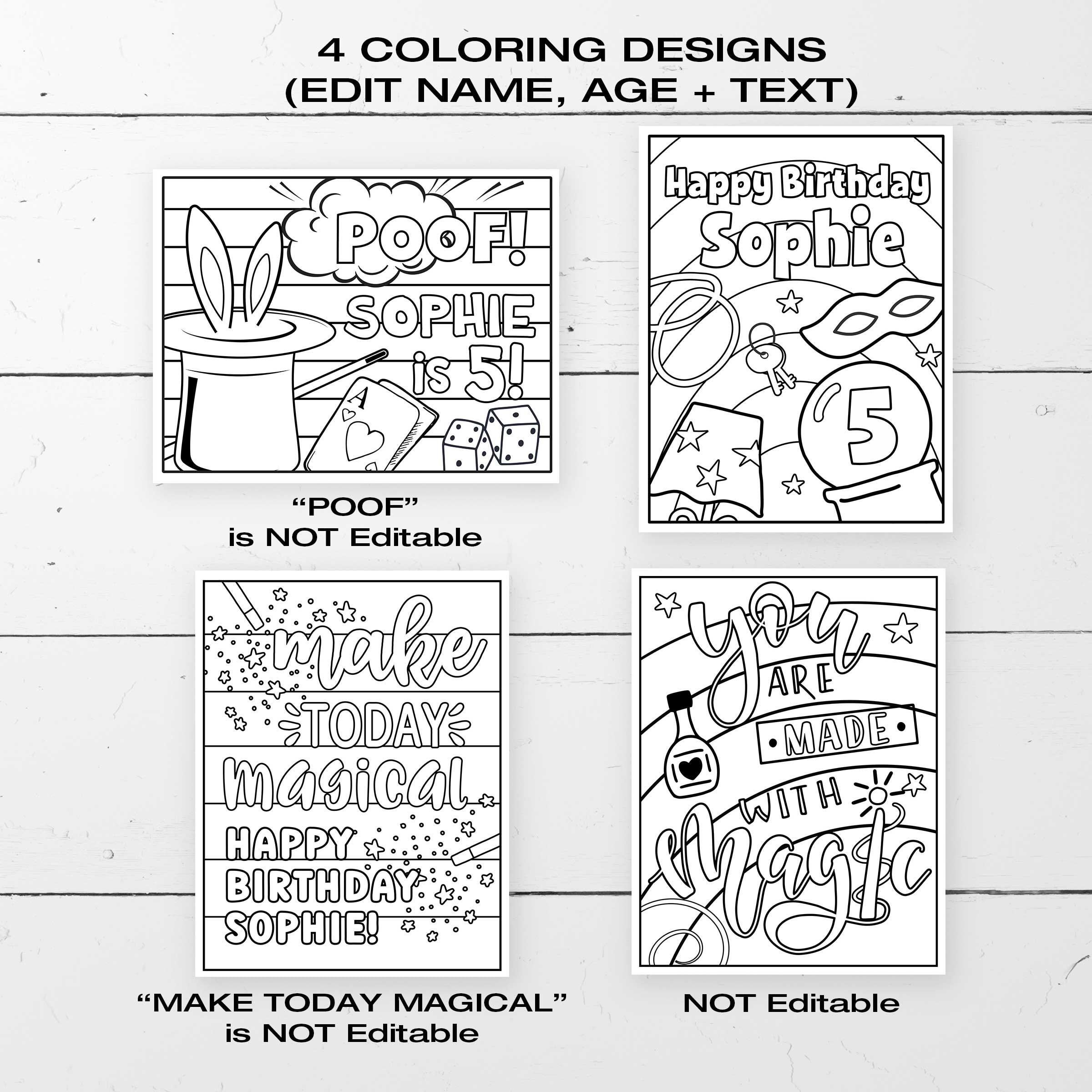 EDITABLE Magic Party Coloring Pages • Magic Show Coloring Sheets ...