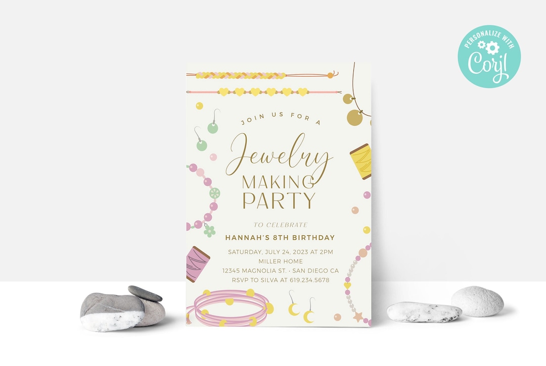 EDITABLE Jewelry Making Birthday Party Invitation • friendship Bracelet ...