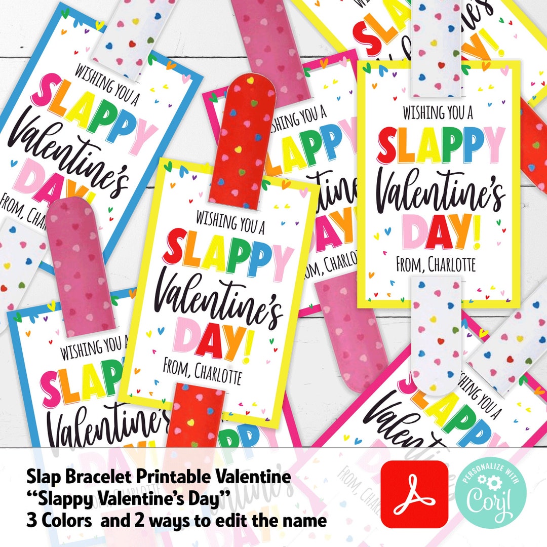 EDITABLE Slap Bracelet Valentine Card • Slappy Valentine's Day ...