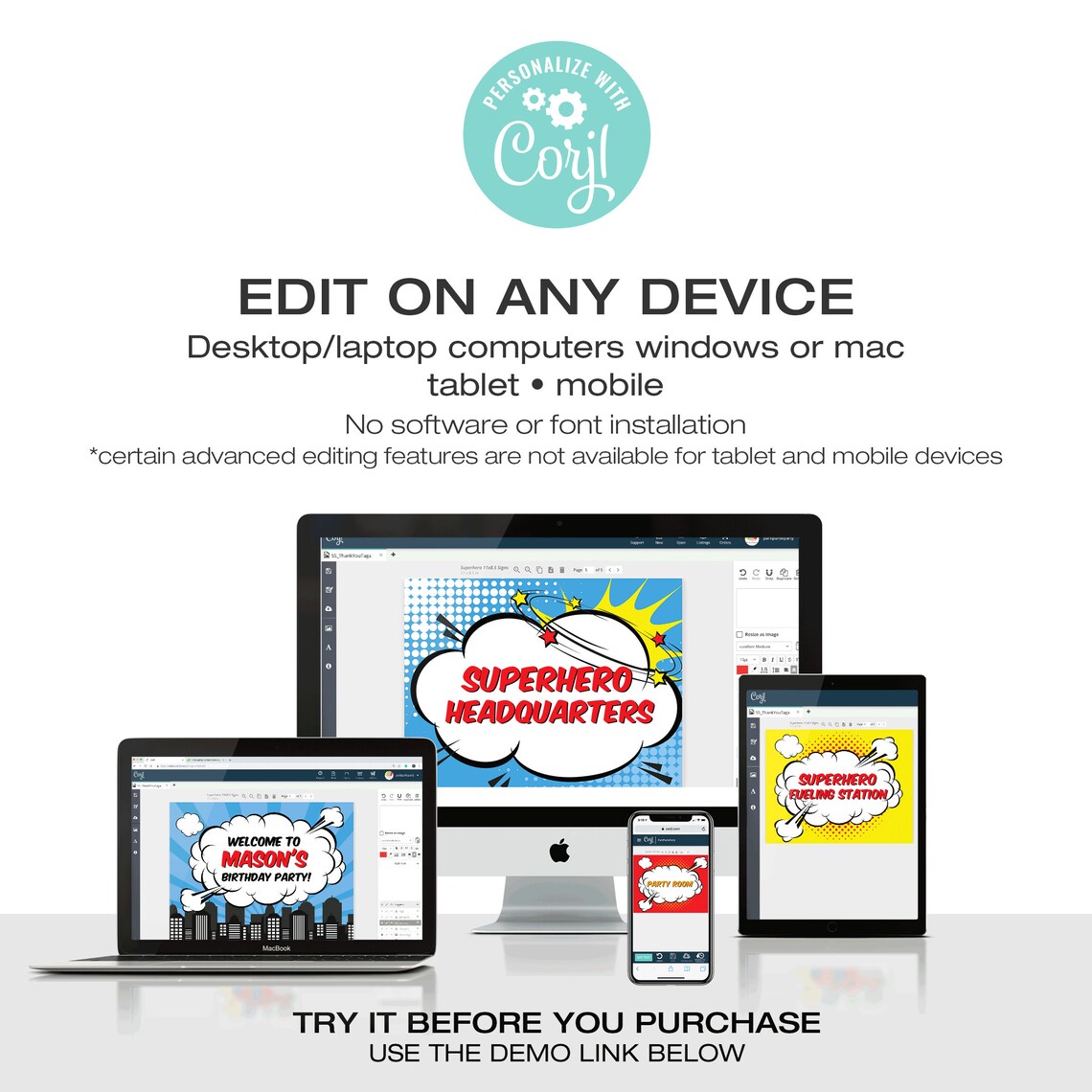 EDITABLE Superhero Party Signs 8.5 X 11 | Etsy