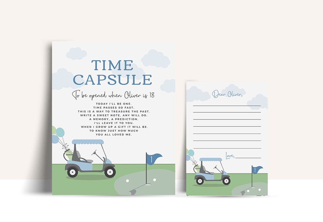 Golf Party Time Capsule Sign and Notecard | Modern Golf Par-tee ...