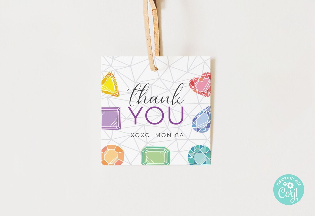 EDITABLE Gemstone Party Thank You Tag • Gift Tag • Favor Tag • Gem ...