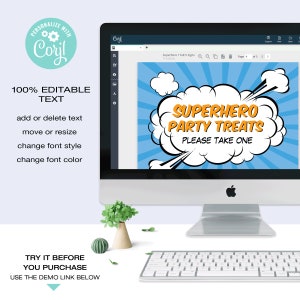 EDITABLE Superhero Party Signs • 8.5" X 11" | Superhero Welcome Sign ...