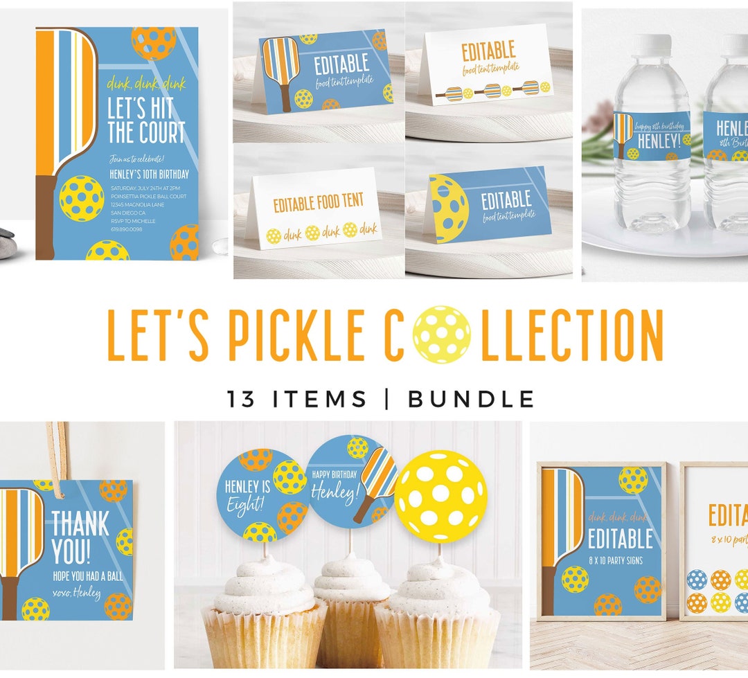 EDITABLE Pickleball Birthday Collection | Girl Pickleball | BUNDLE | 13 ...