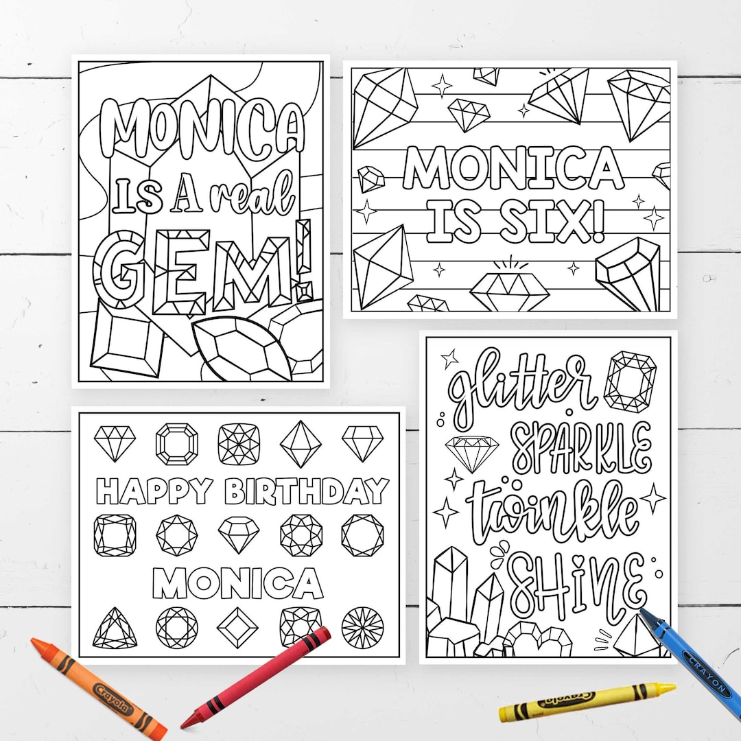 EDITABLE Gemstone Gem Birthday Coloring Pages , Gem Coloring Activity ...