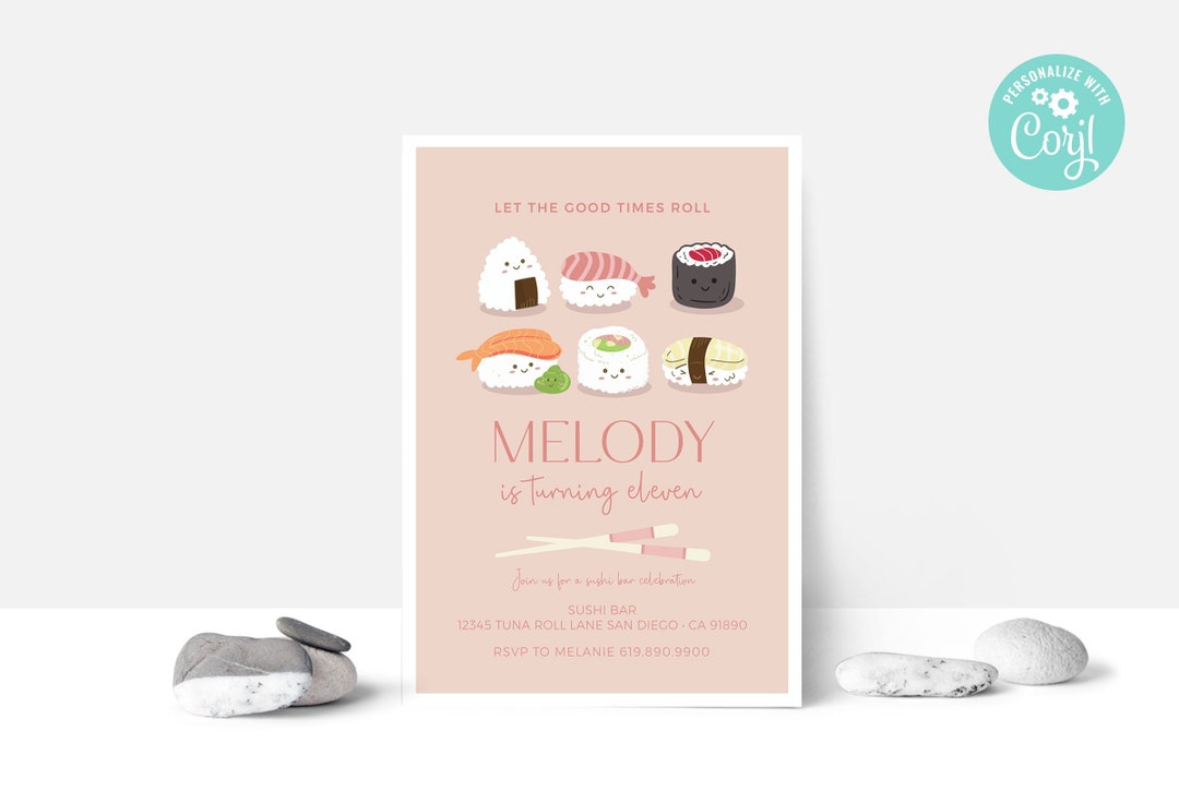 EDITABLE Sushi Birthday Party Invitation, Sushi Invitation, Let the ...