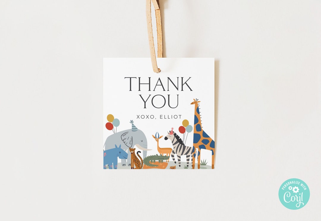 Editable Wild One Party Thank You Tag • Favor Tag | Two Wild Thank You ...