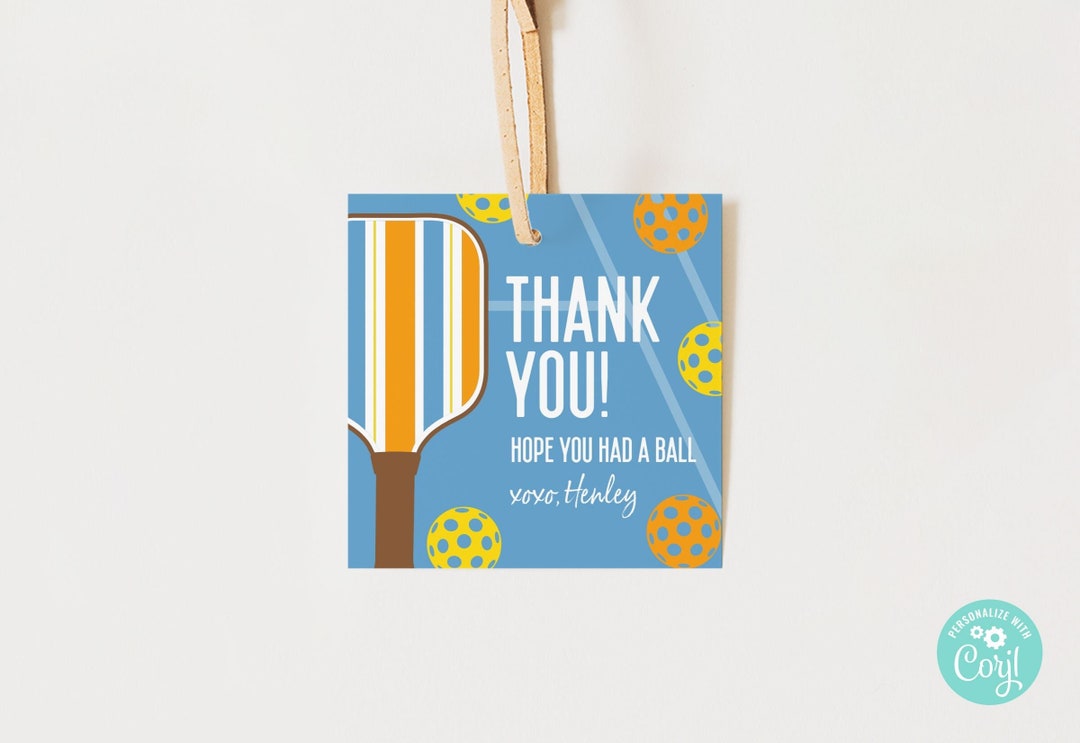 EDITABLE Pickleball Party Thank You Tag, Pickleball Favor Tag, Dink ...