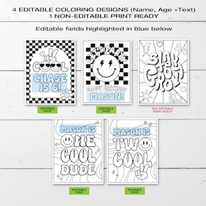 EDITABLE Cool | Cool Dude • Groovy Coloring Pages • 5 Designs 8.5 X 11 ...