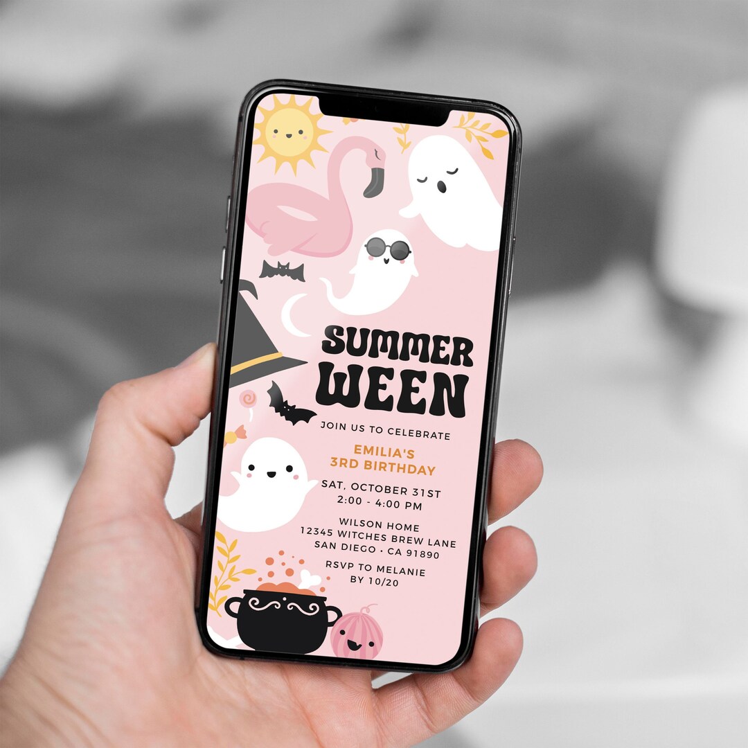 Summerween Birthday E-VITE Evite, Spooky Summer Party, Mobile Invite ...