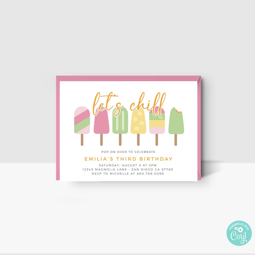 EDITABLE Popsicle Party Invitation, Popsicle Birthday, Let's Chill Pop ...