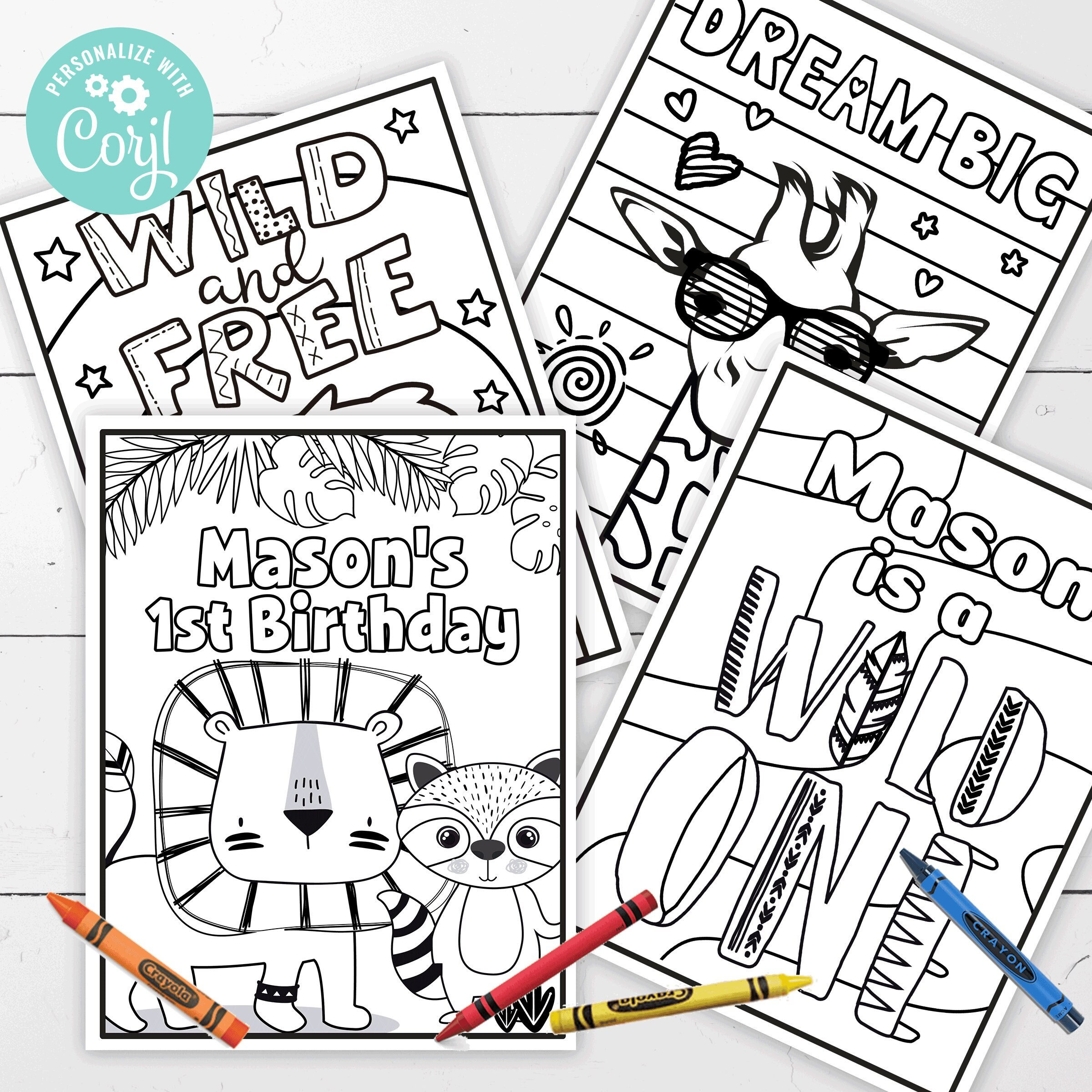 EDITABLE Wild One Coloring Pages 4 Designs 8.5 X 11 - Etsy Australia