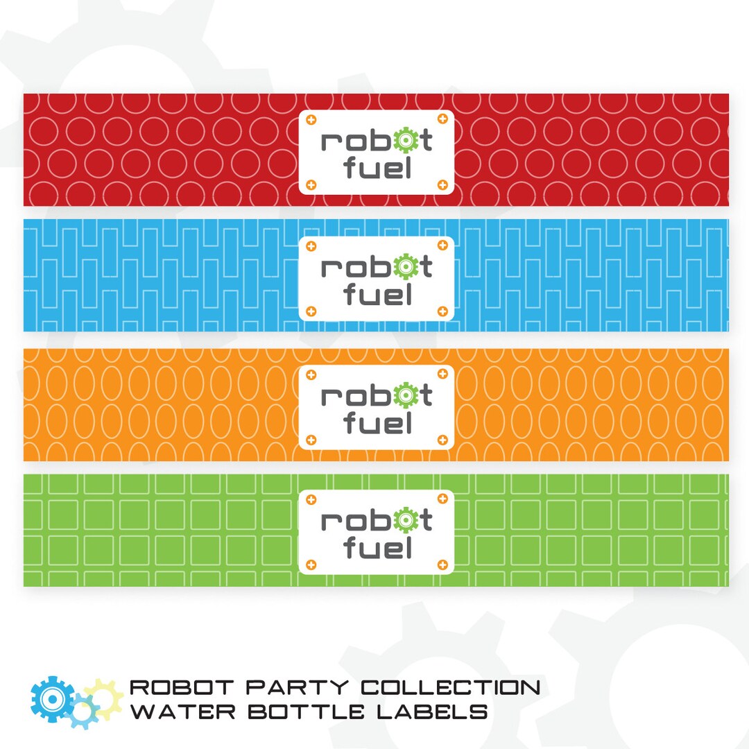 Robot Water Bottle Labels | Robot Fuel | Robot Birthday | Printable ...